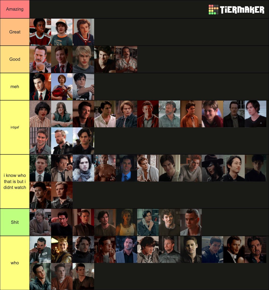 male tv show characters :) Tier List (Community Rankings) - TierMaker