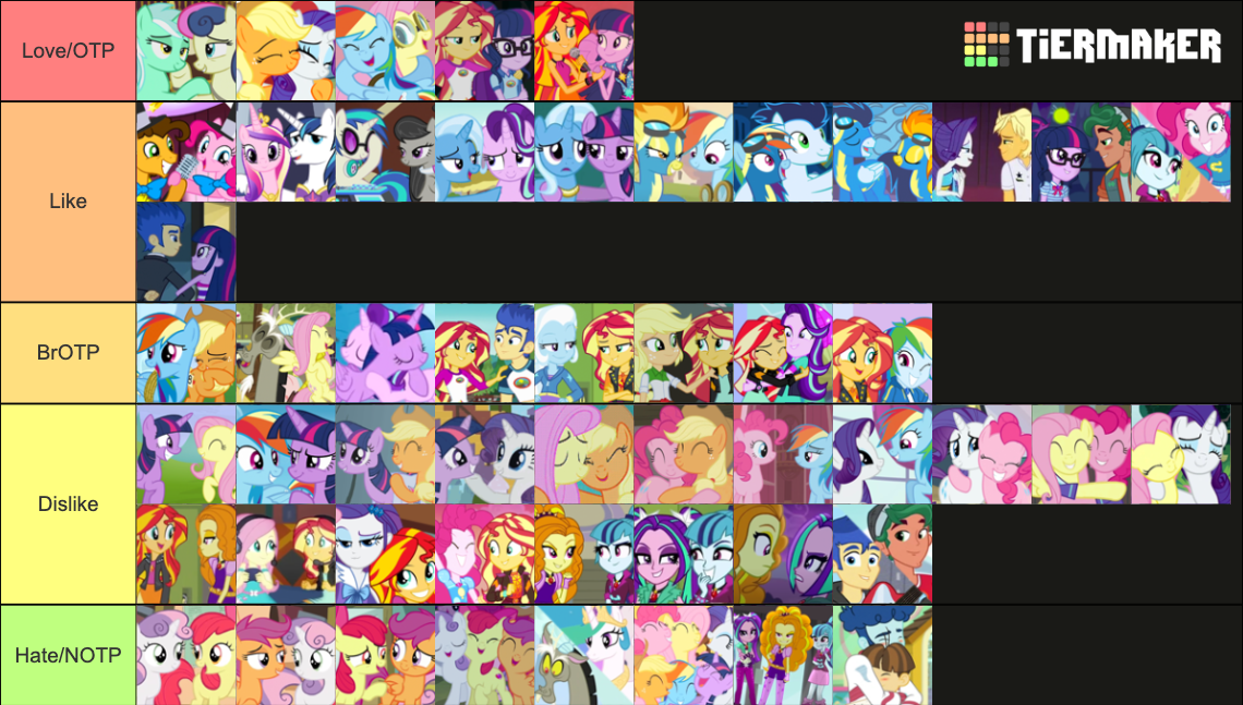 MLP:FiM/Equestria Girls Ships Tier List (Community Rankings) - TierMaker