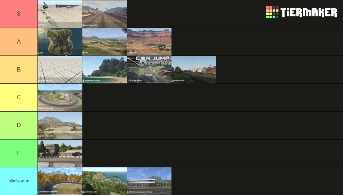 BeamNG.drive map list Tier List (Community Rankings) - TierMaker