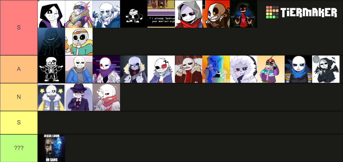 Sans Undertale AUs Tier List (Community Rankings) - TierMaker