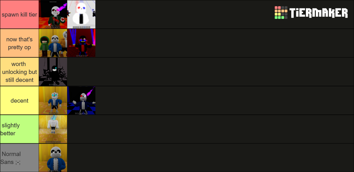 Roblox Sans Vs Chara, Sans Tier List (Community Rankings) - TierMaker