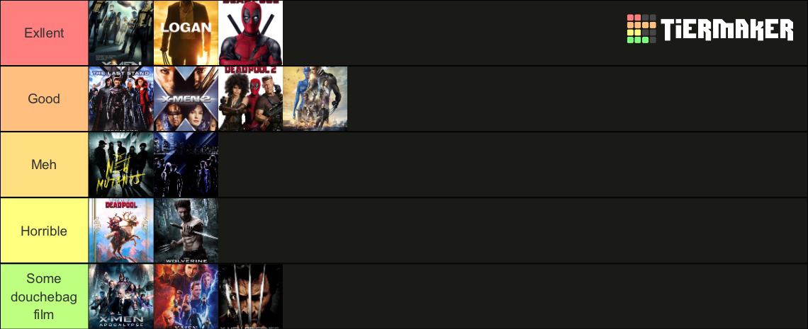 The X men movies Tier List (Community Rankings) - TierMaker