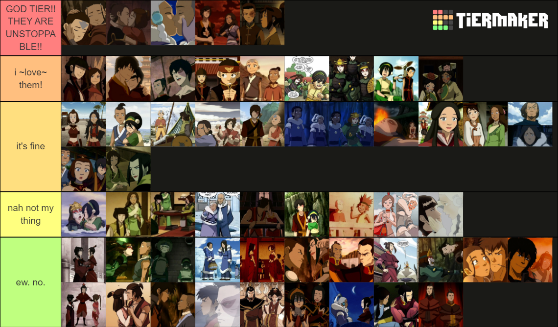 Avatar: The Last Airbender Ship (with rarepairs) Tier List (Community ...