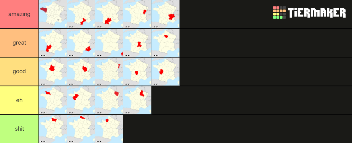 des régions de France Tier List (Community Rankings) - TierMaker