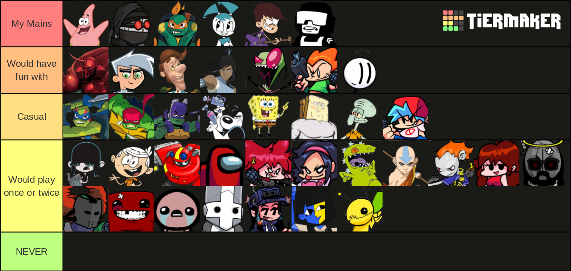 Nickelodeon VS Newgrounds Roster Tier List (Community Rankings) - TierMaker