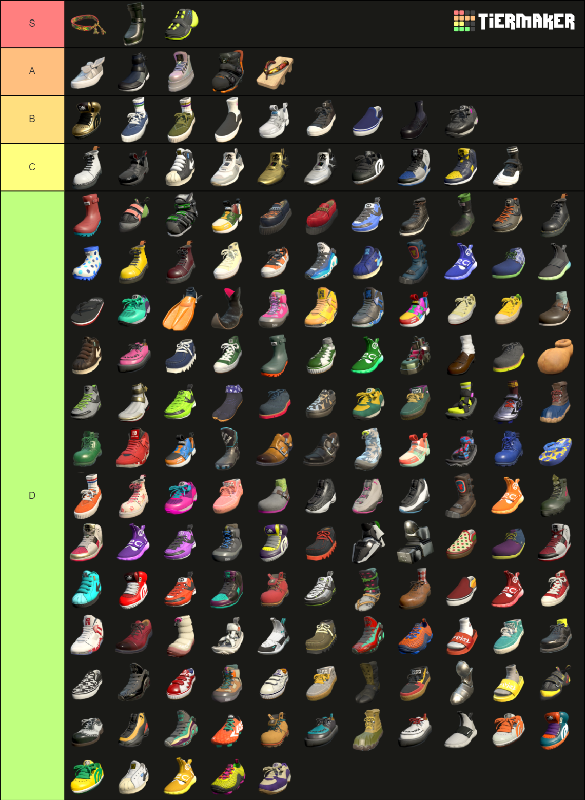 Splatoon 2 Shoes Tier List (Community Rankings) - TierMaker