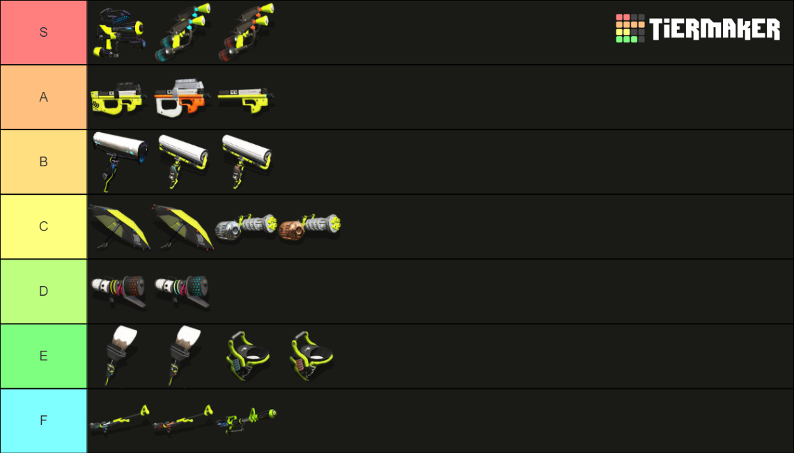 Splatoon Hero mode Weapons Tier List (Community Rankings) - TierMaker