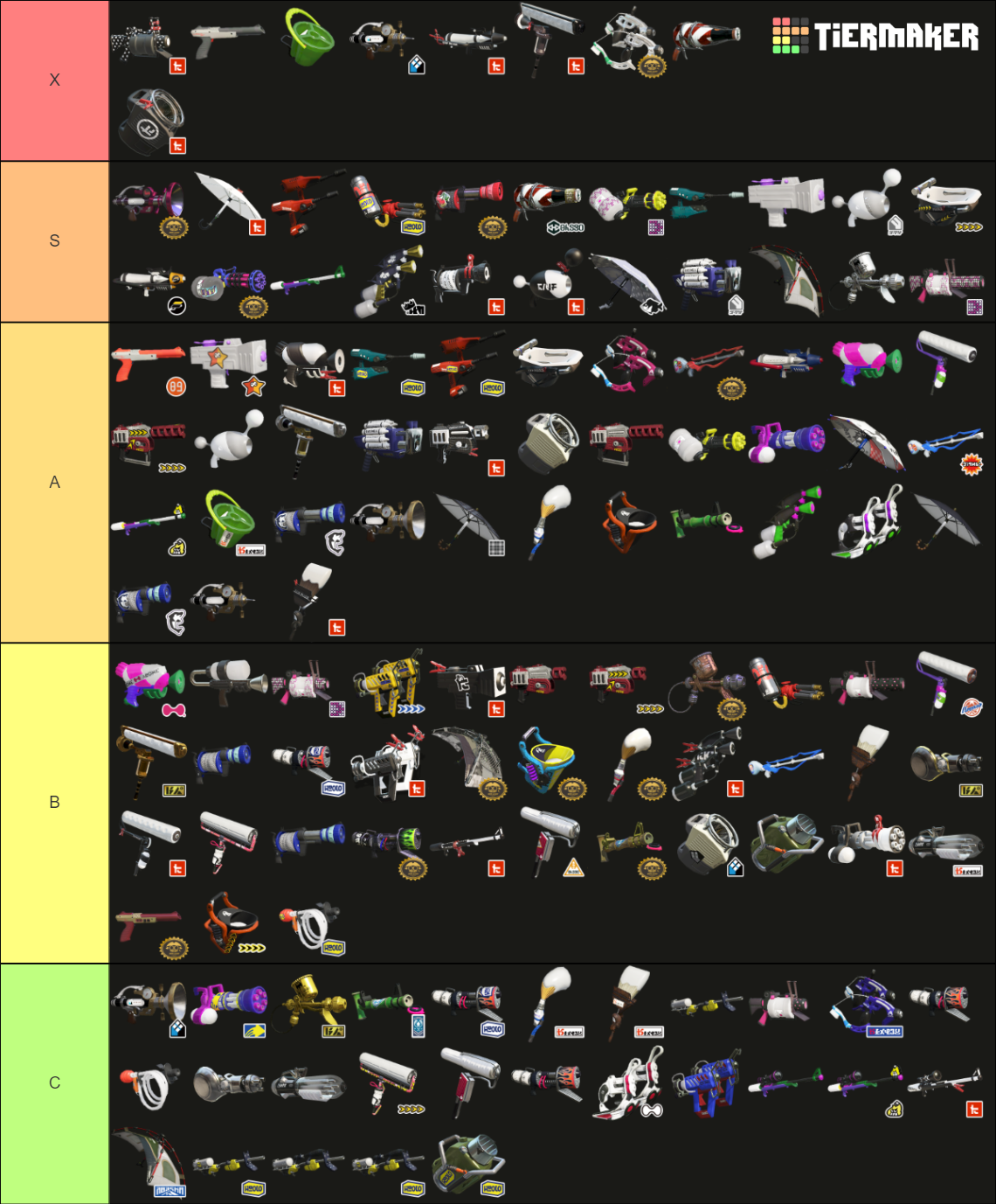 Splatoon 2 - Weapons (5.0+) Tier List (Community Rankings) - TierMaker