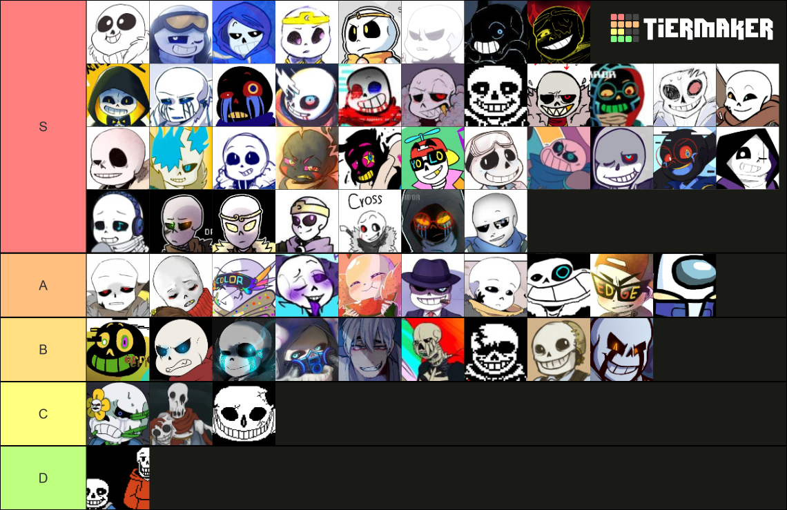 Sans AUs Tier List (Community Rankings) - TierMaker