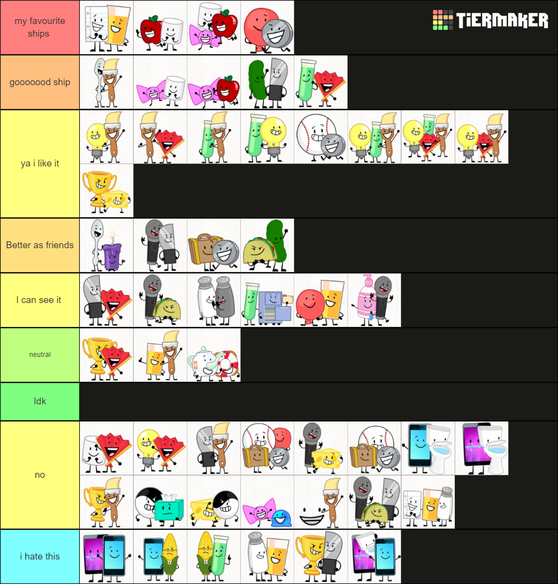 Inanimate Insanity 1-3 Ship Tier List (Community Rankings) - TierMaker
