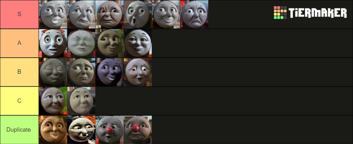 Thomas the Tank Engine Faces (James) Tier List (Community Rankings) - TierMaker