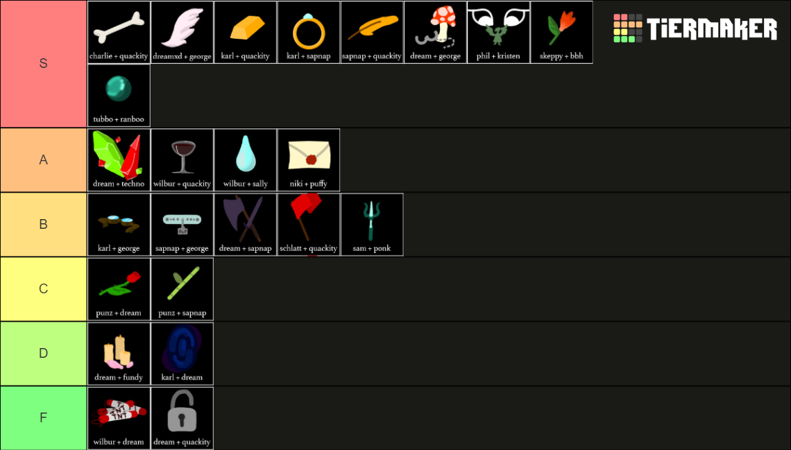 Dream SMP Ships Tier List (Community Rankings) - TierMaker