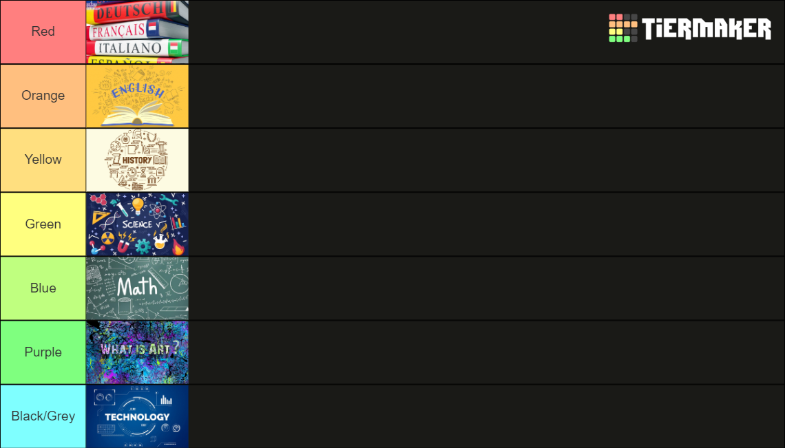 School Subjects Folder Colors Tier List (Community Rankings) - TierMaker