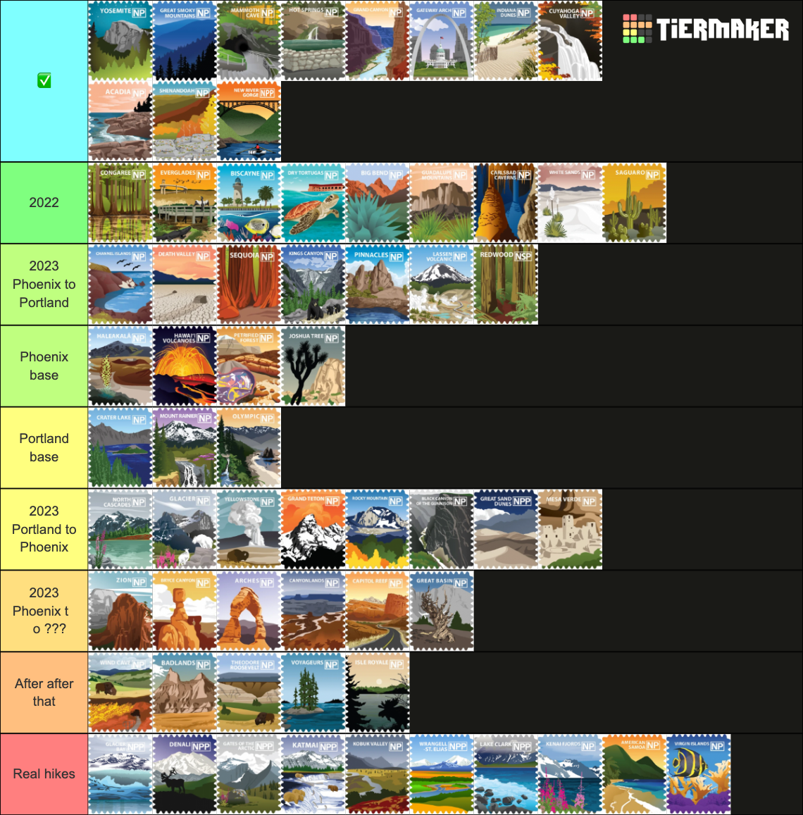 National Parks Tier List (Community Rankings) - TierMaker