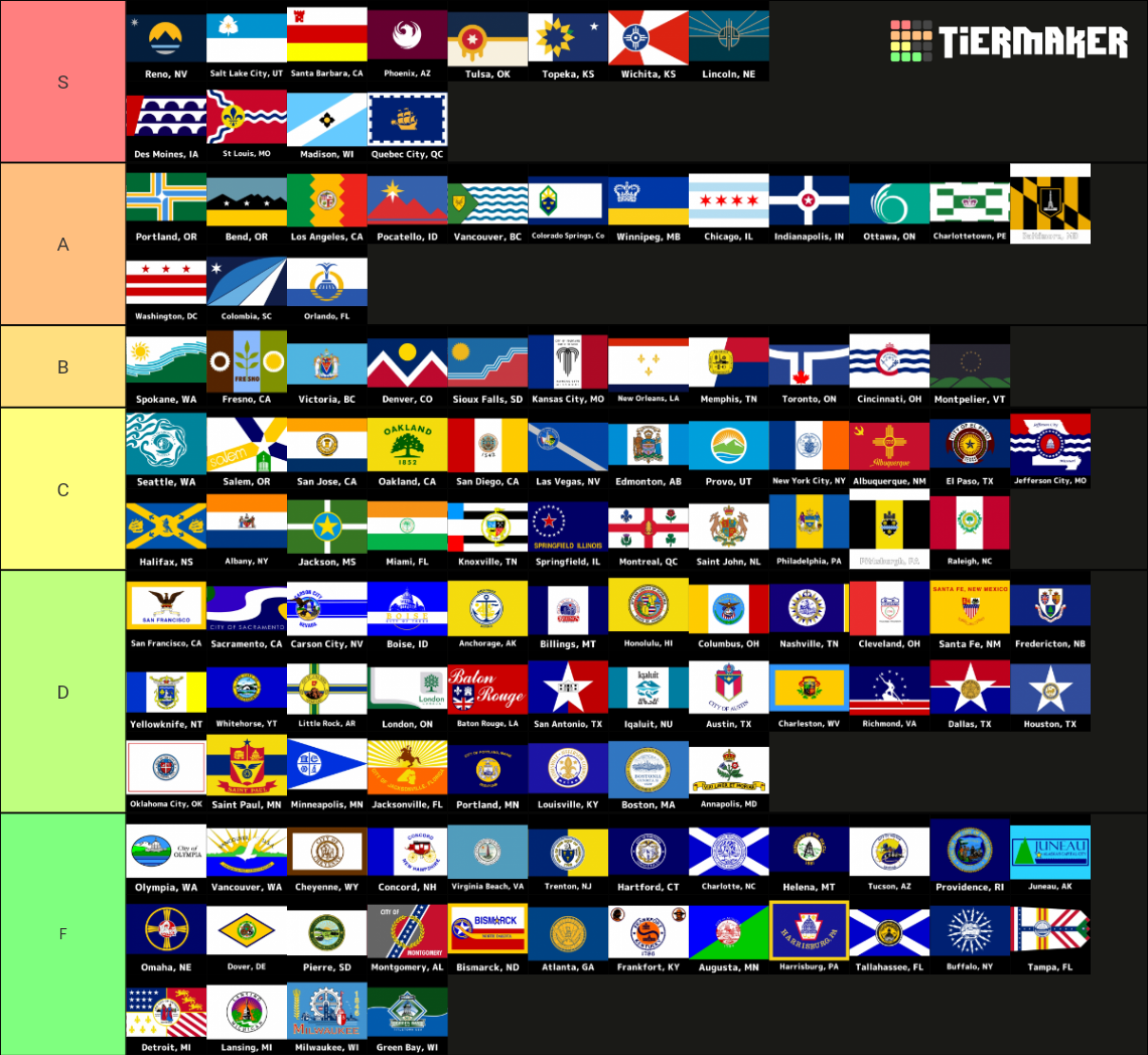 City Flags of the US and Canada Tier List (Community Rankings) - TierMaker