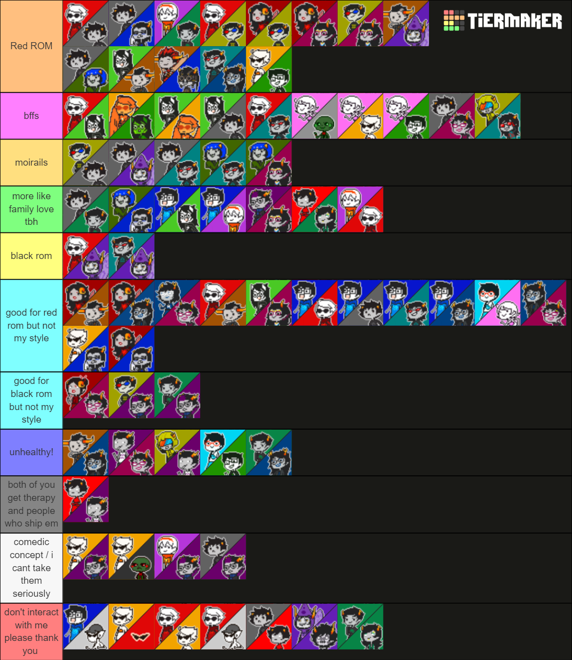 Ultimate Homestuck Ship List Tier List (Community Rankings) - TierMaker