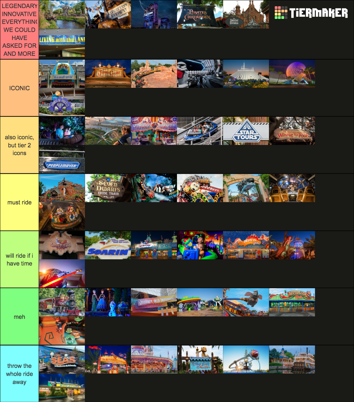 All Disney World Rides (as of January 2020) Tier List (Community ...