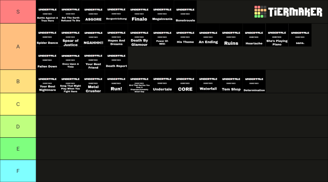 Full Undertale OST Tier List (Community Rankings) - TierMaker