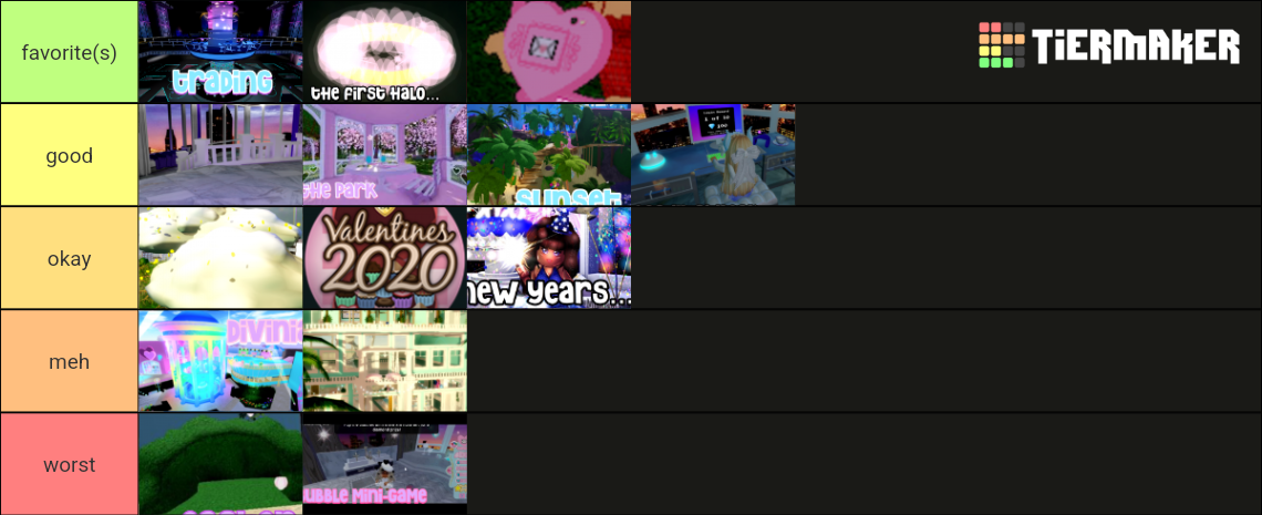 Royale high updates! Tier List (Community Rankings) - TierMaker