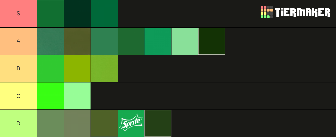 Shades of Green Tier List (Community Rankings) - TierMaker