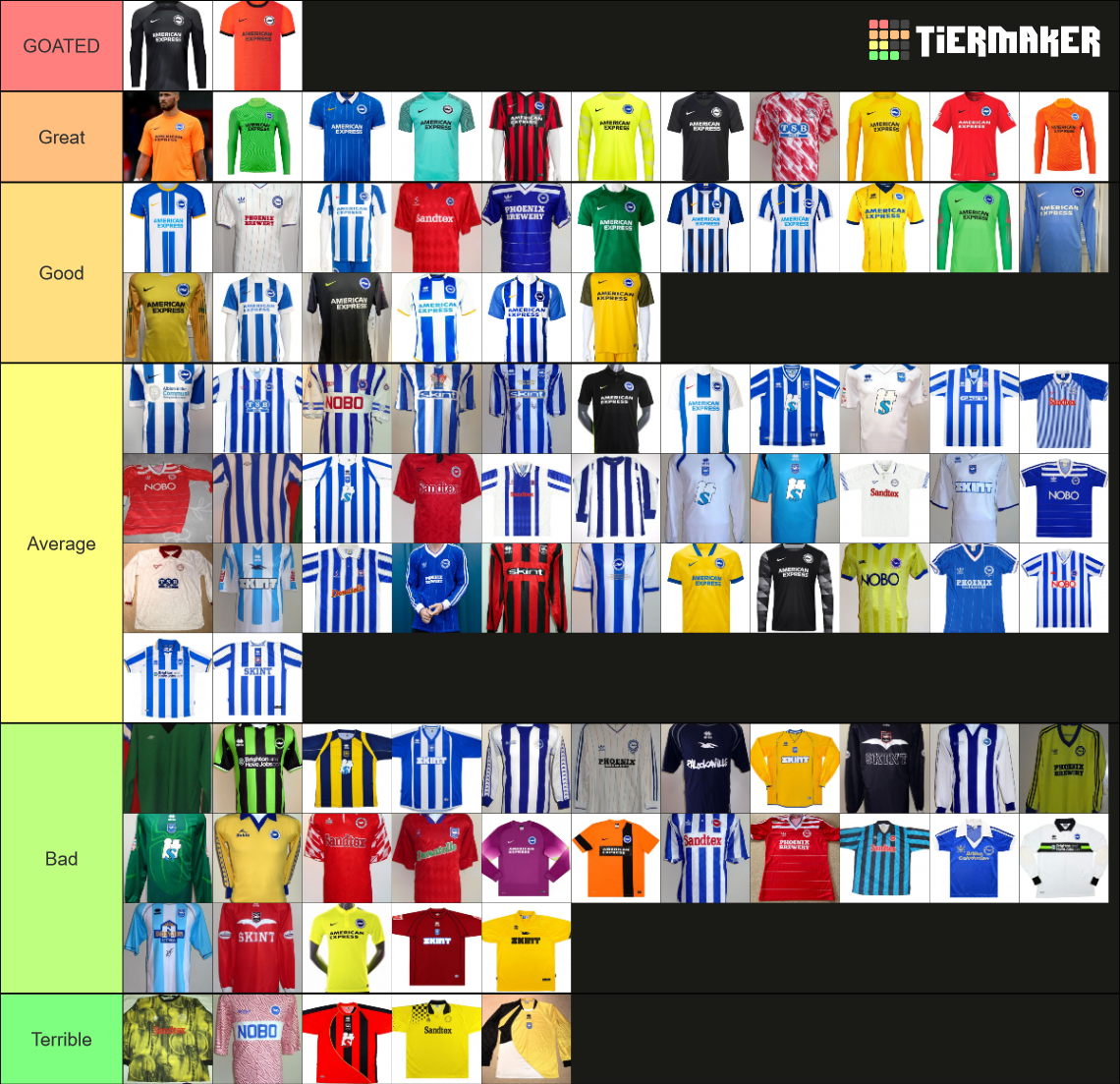 All Brighton Kits 1971-2023 Tier List (Community Rankings) - TierMaker