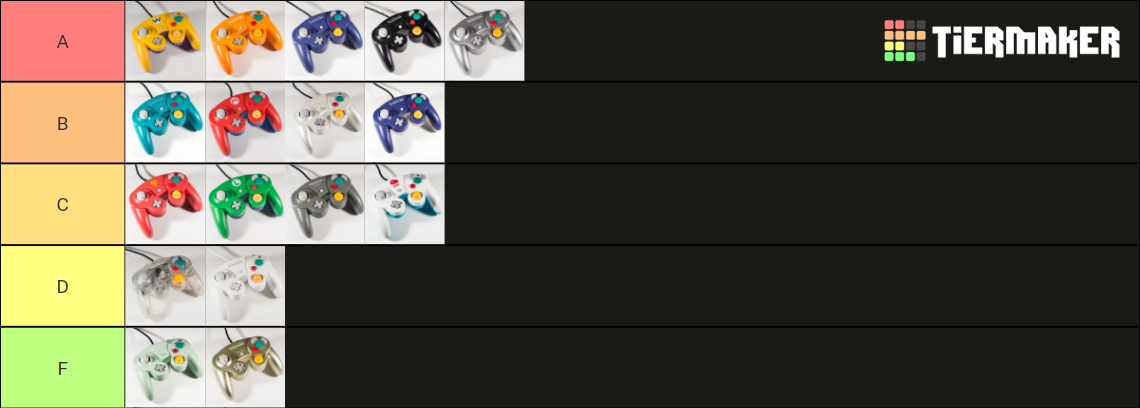 Gamecube Controller Color Tier List (Community Rankings) - TierMaker