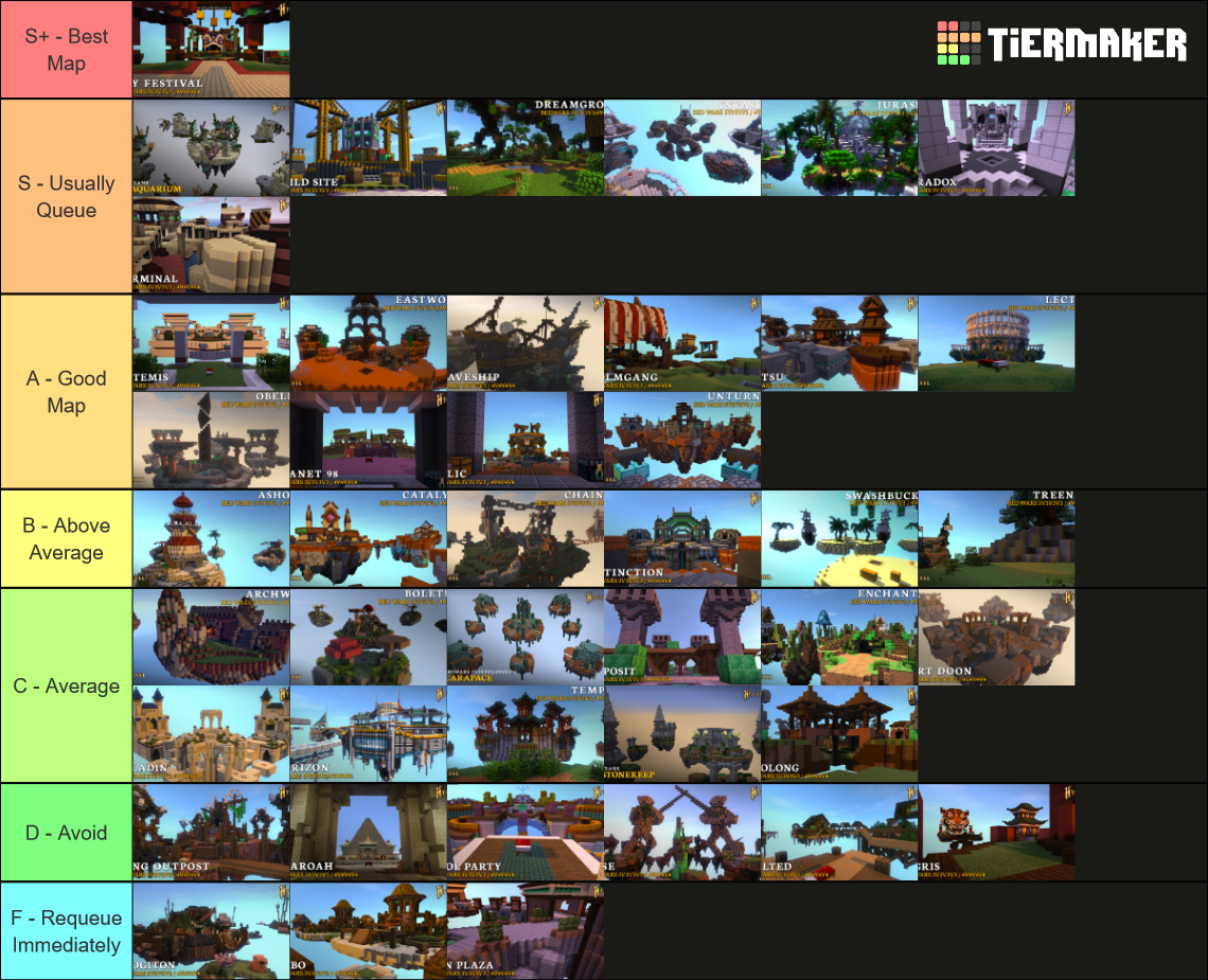 Bedwars 3s/4s Maps Tier List (Community Rankings) - TierMaker