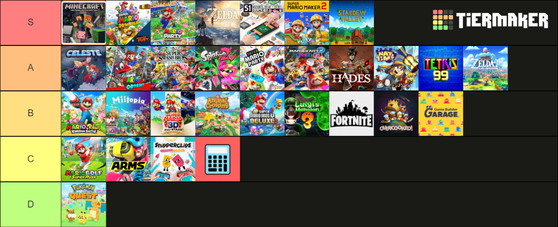 Top 100 Nintendo Switch Games Tier List (Community Rankings) - TierMaker
