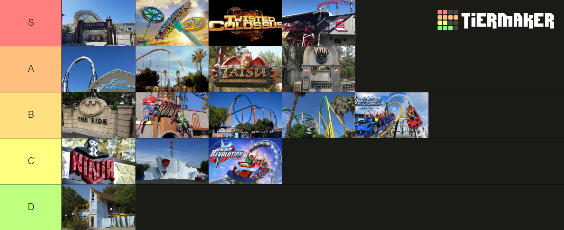 Recent Theme Parks & Rides Tier Lists - TierMaker