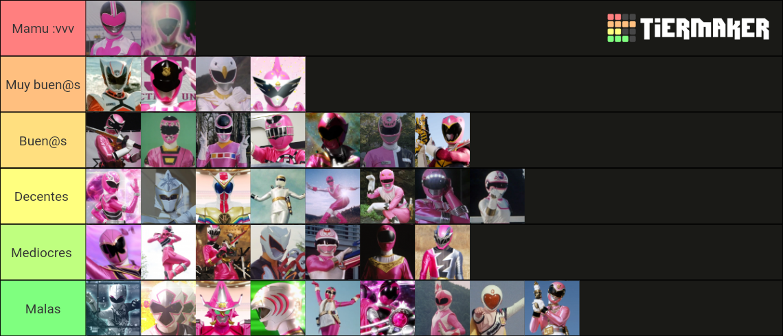 All Sentai Pink/White Rangers (Goranger - Boonboomger) Tier List (Community Rankings) - TierMaker