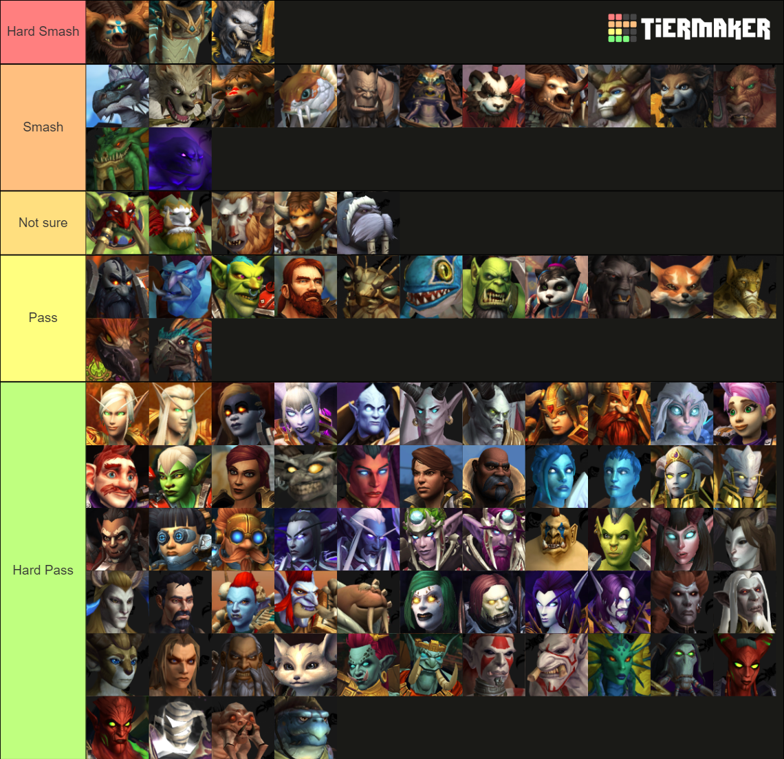 WoW Race Smash Or Pass (Non-Playable Included) Tier List (Community ...