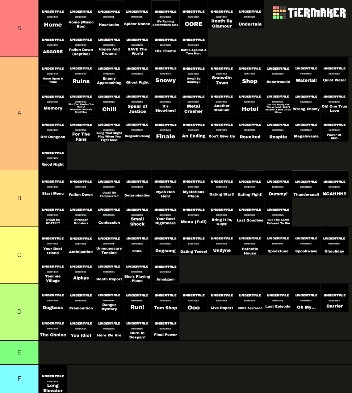 Full Undertale OST Tier List (Community Rankings) - TierMaker