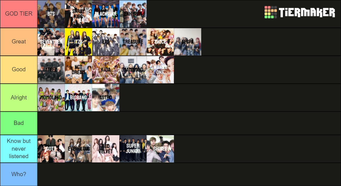 Kpop Groups Tier List (Community Rankings) - TierMaker Kpop Groups Tier List (Community Rankings) - TierMaker
