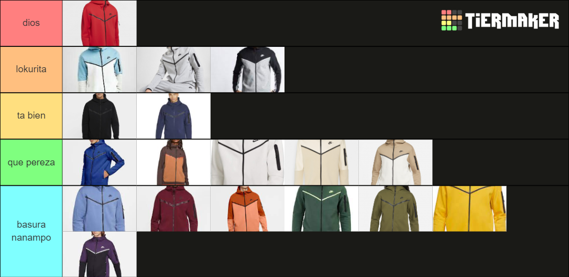 Nike Tech Fleece Colours Tier List (Community Rankings) - TierMaker