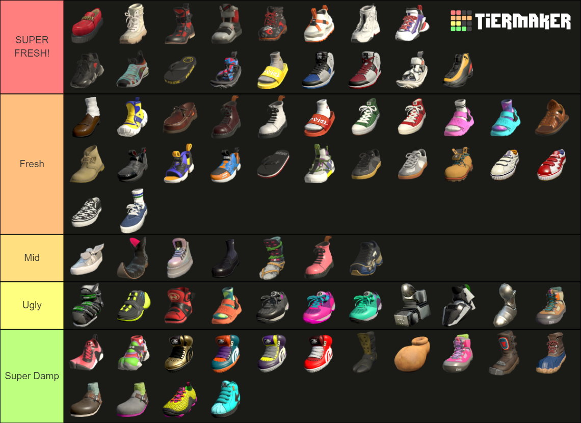 All Splatoon 3 Shoes Ranked Tier List (Community Rankings) - TierMaker
