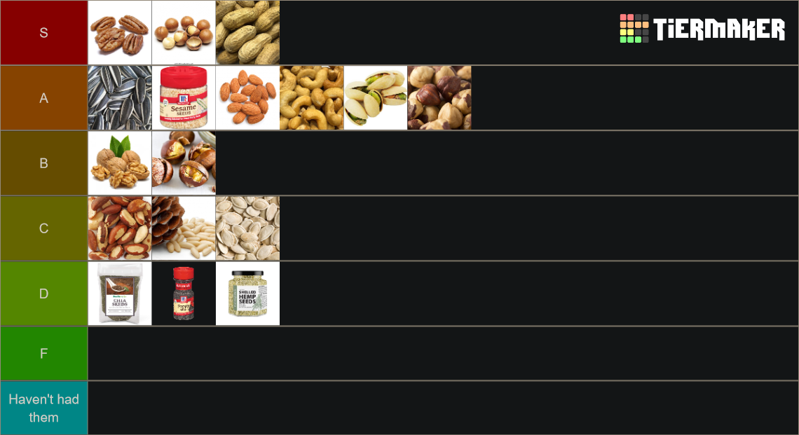Types of Nuts and Seeds (again) Tier List (Community Rankings) - TierMaker