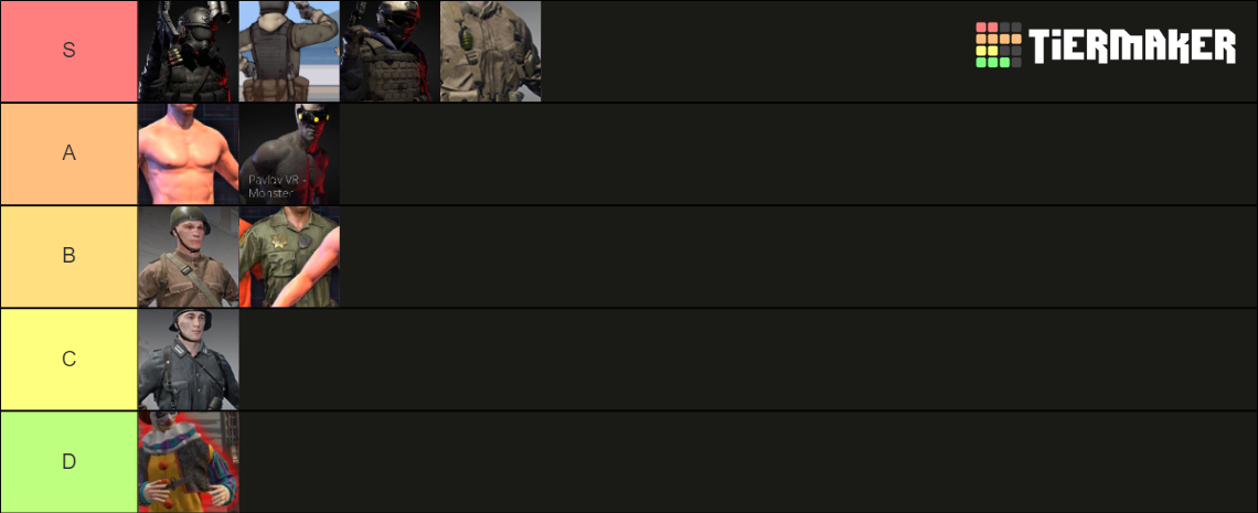 Pavlov VR Characters Tier List (Community Rankings) - TierMaker