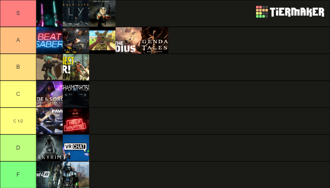 VR Games Tier List (Community Rankings) - TierMaker