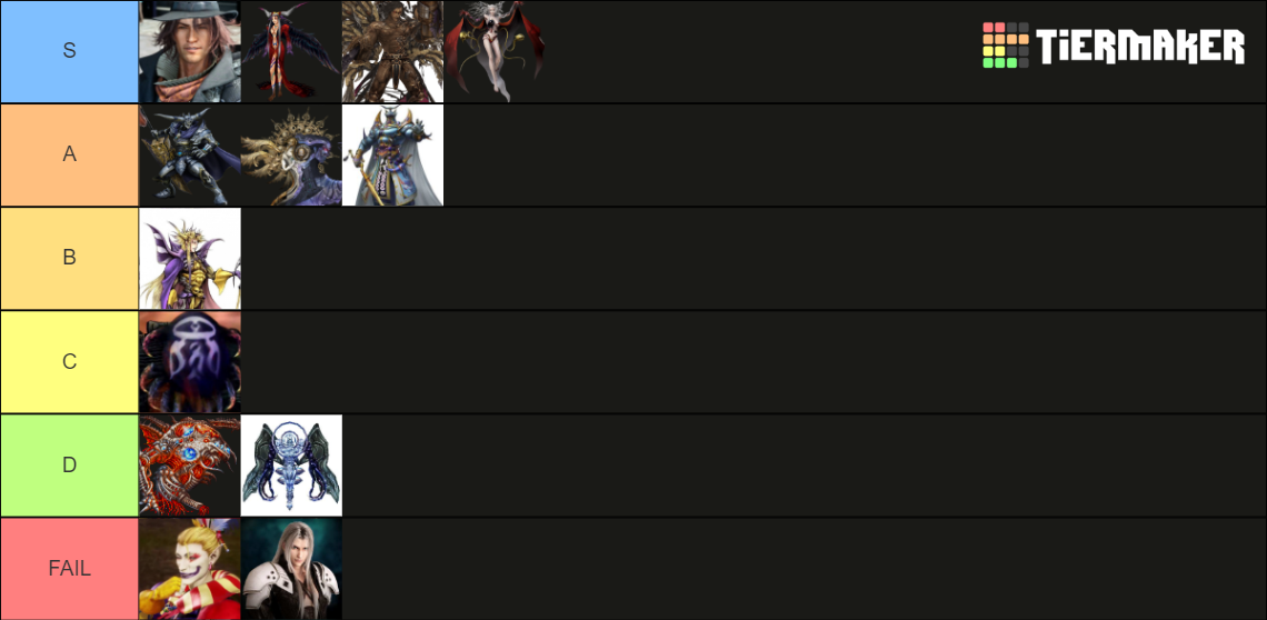 Numbered Final Fantasy final bosses Tier List (Community Rankings ...