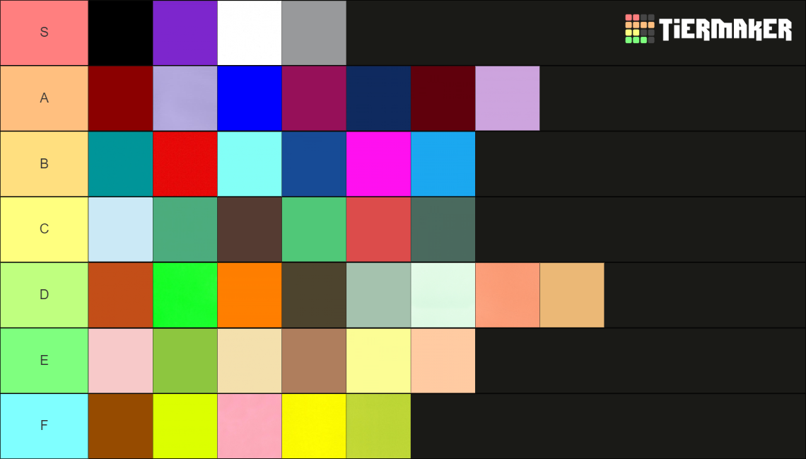 Colour Tier List (Community Rankings) - TierMaker