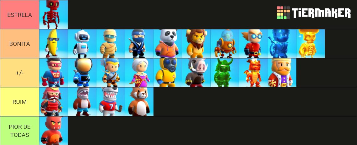 STUMBLE GUYS SKINS LENDÁRIAS Tier List (Community Rankings) - TierMaker