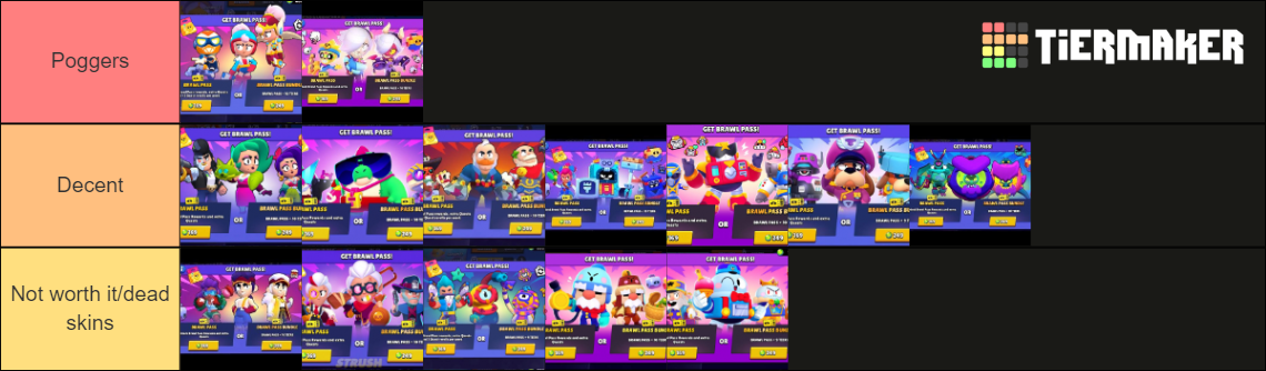Brawl Stars, ALL Brawl Pass (Season 1- Season 14) Tier List (Community ...