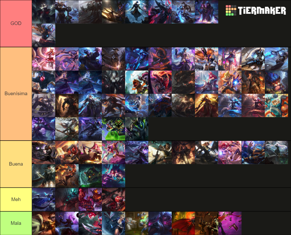 Mejores skins legendarias LOL Tier List (Community Rankings) - TierMaker