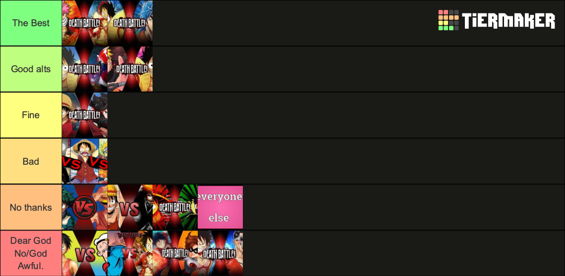 Death Battle Luffy MU tierlist. Tier List (Community Rankings) - TierMaker