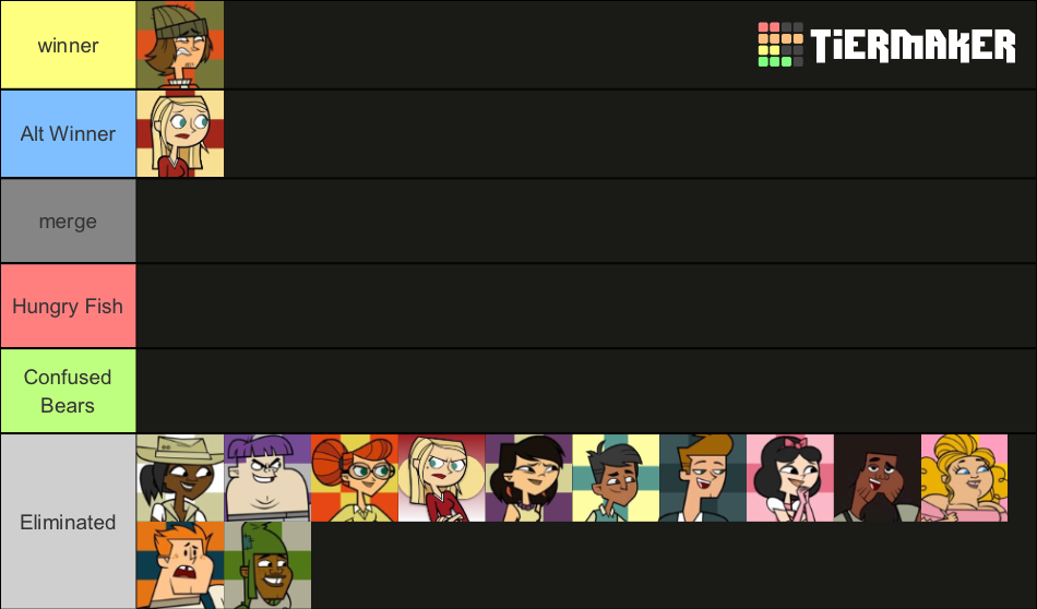 total drama gen 1 gen 2 gen 3 (brady and mr coconut) Tier List ...