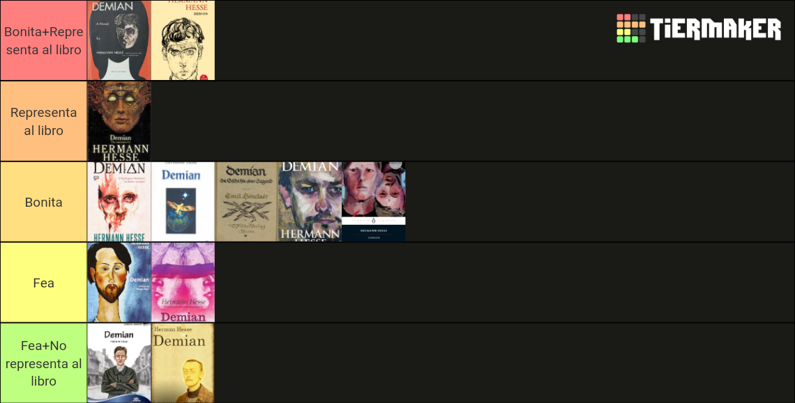 Portadas de Demian por Herman Hesse Tier List (Community Rankings) - TierMaker
