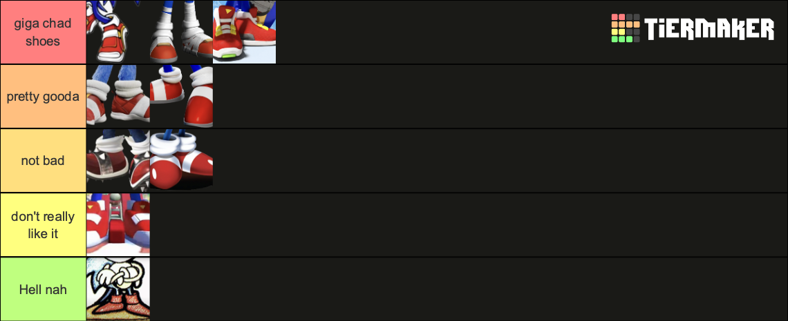 Sonic The Hedgehog's Shoes Tier List (Community Rankings) - TierMaker