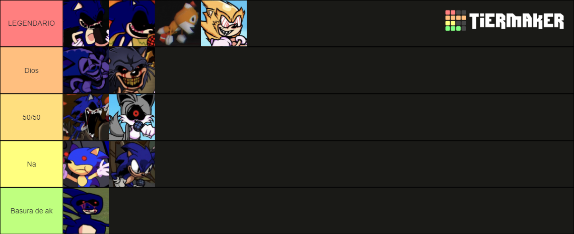 FNF Vs Sonic.exe Round 2 Tier List (Community Rankings) - TierMaker