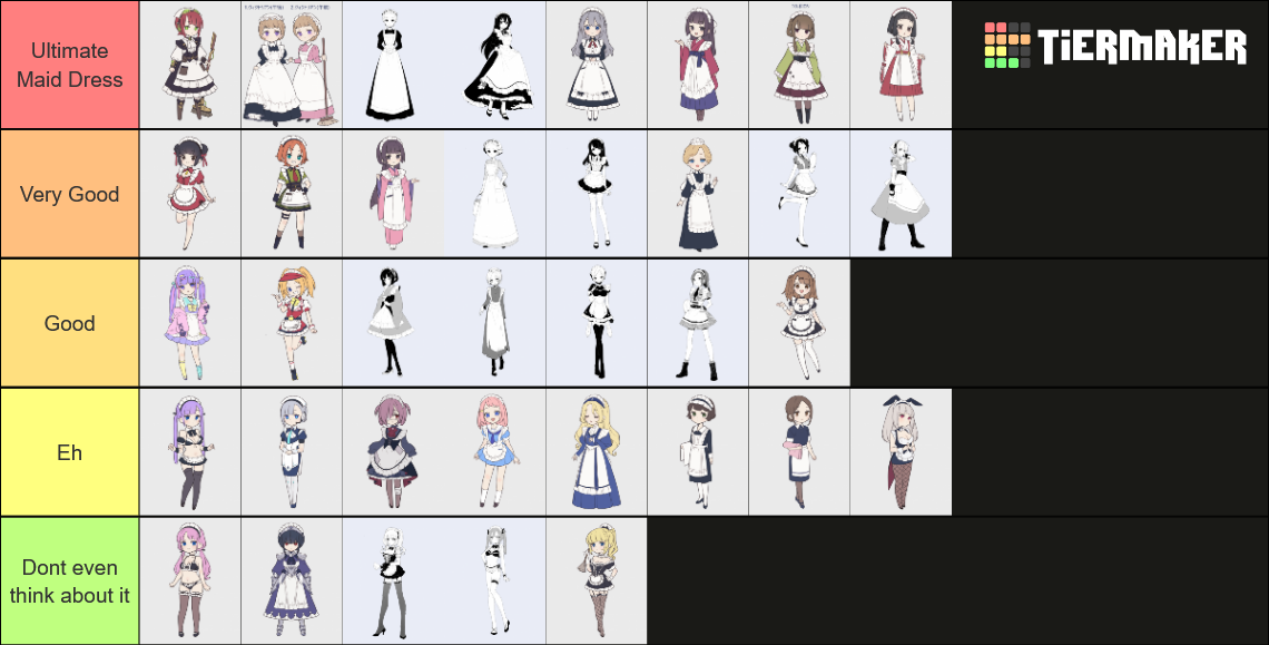 Maid Dresses Tier List (Community Rankings) - TierMaker