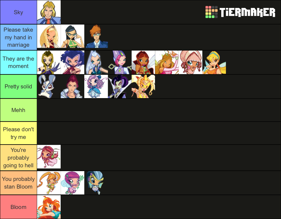 Winx Club characters Tier List (Community Rankings) - TierMaker
